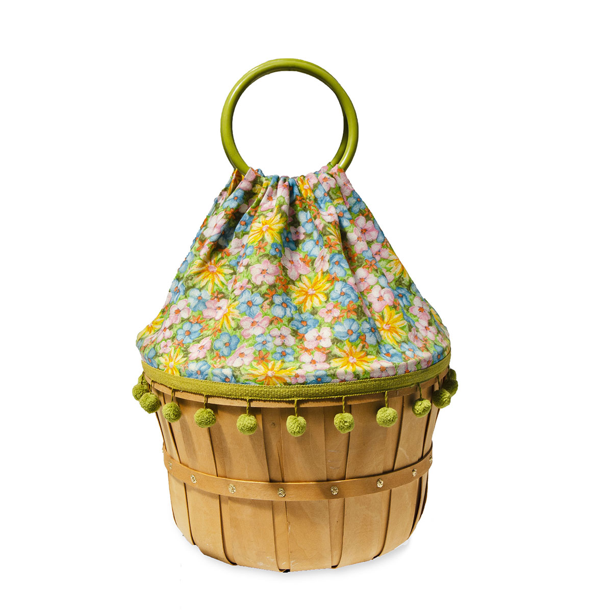 Vintage 1960s Basket Bag By Kleinert s Floral Fabric Topper vintage-1960s-basket-bag-by-kleinert-s-floral-fabric-topper